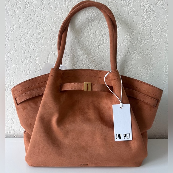 JW PEI | Bags | Jw Pei Hana Medium Faux Suede Tote Bag Brown Brand New | Poshmark